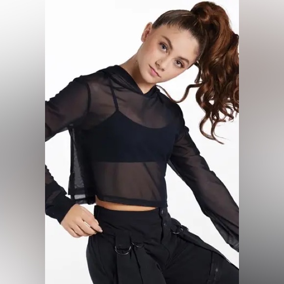 Tops | Balera Cropped Mesh Hoodie Sm11765 | Poshmark